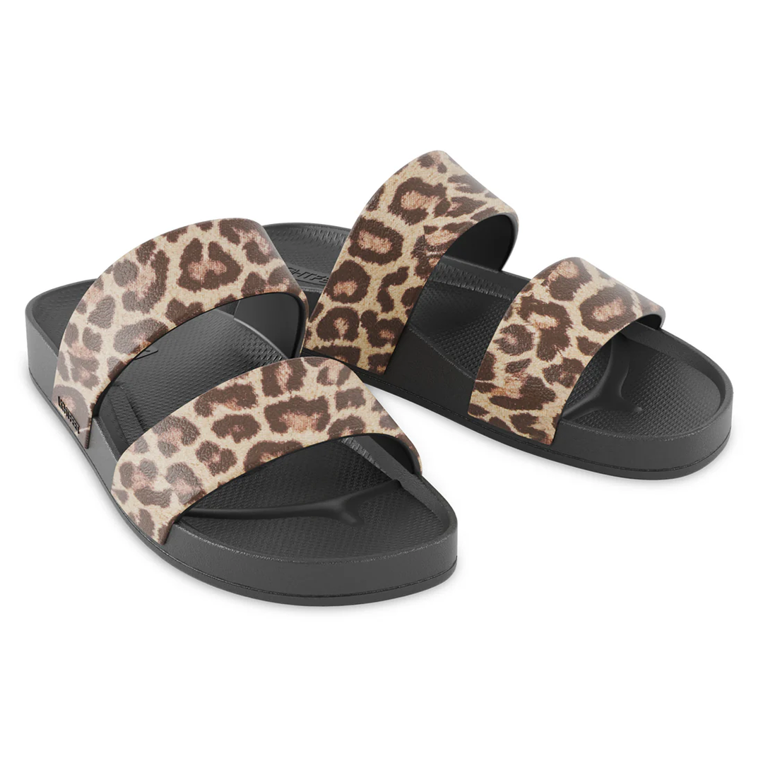 Lightfeet Double Strap Slides - Black Leopard - Whiteley Medical Supplies