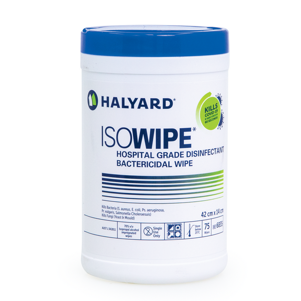 Halyard Isowipes - Canister Of 75 Wipes - Whiteley Medical Supplies
